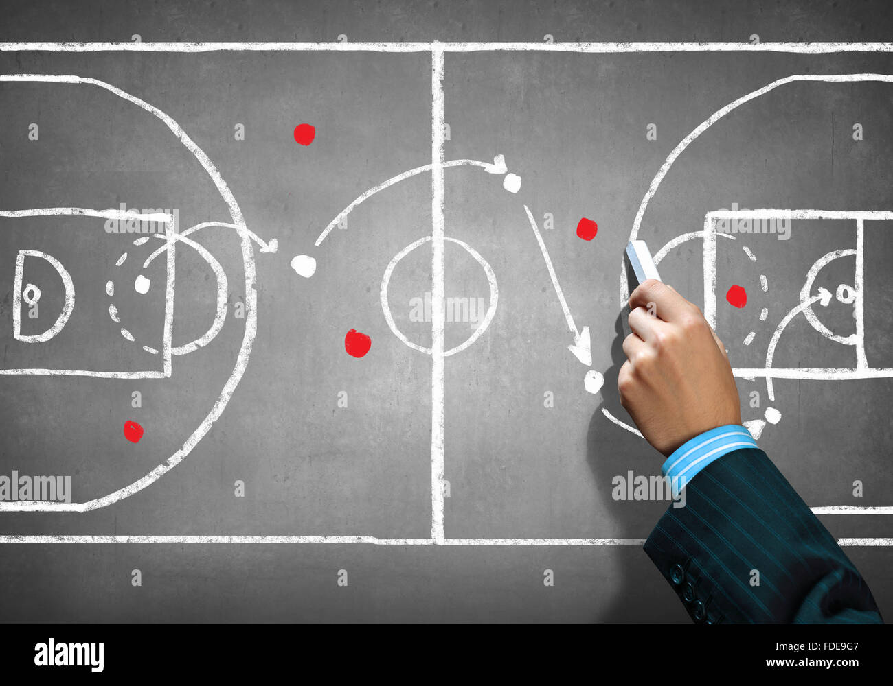 Close up image of human hand drawing football tactic plan Stock Photo ...