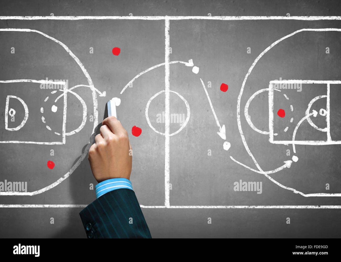 Close up image of human hand drawing football tactic plan Stock Photo ...