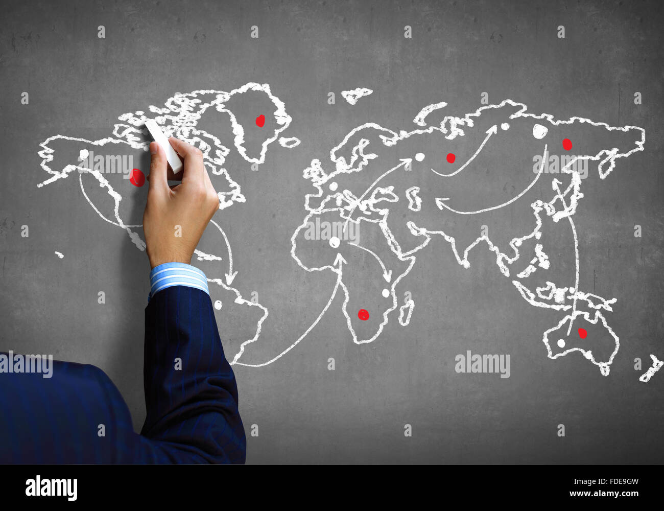 Close up of human hand drawing idea of connection Stock Photo - Alamy