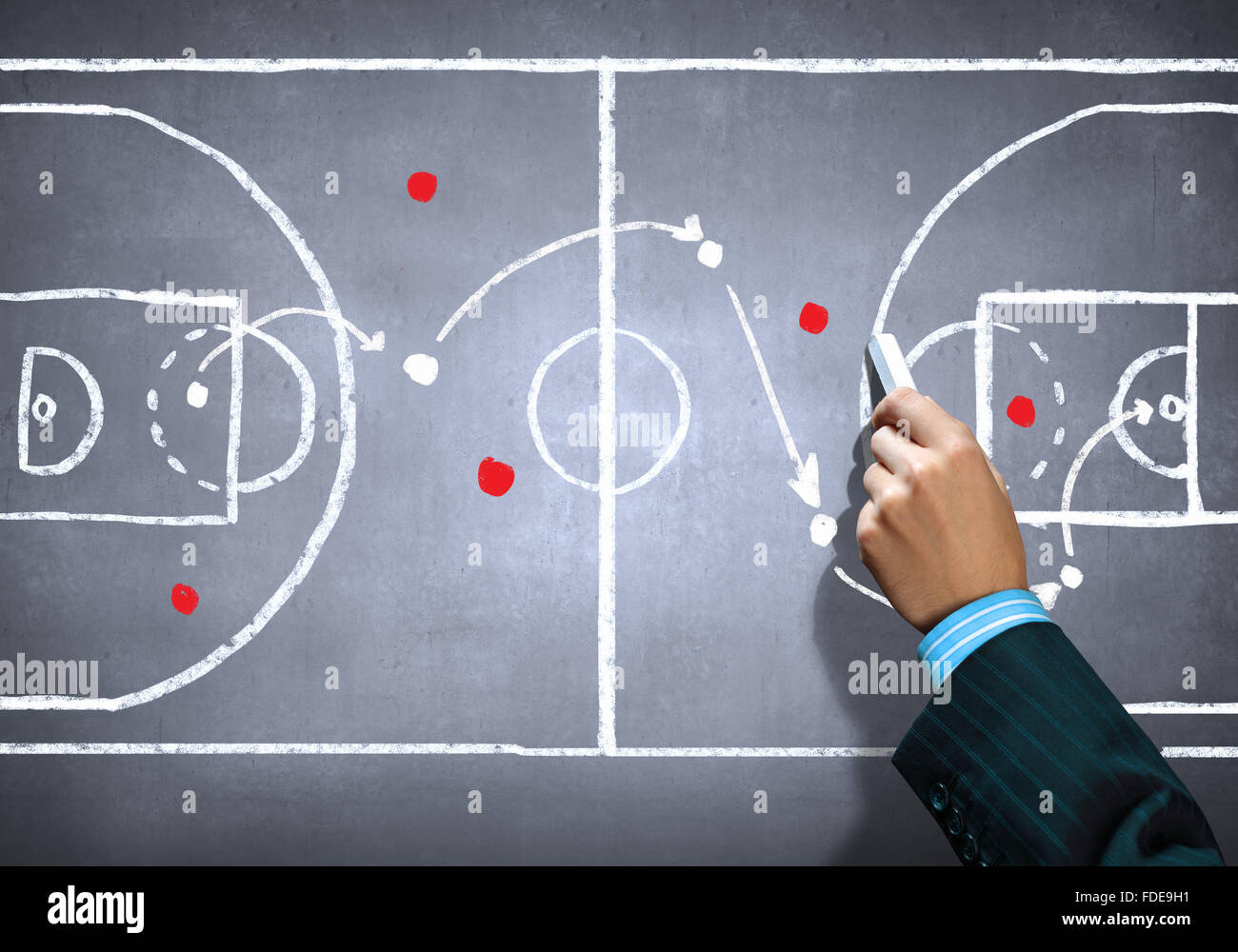 Close up image of human hand drawing football tactic plan Stock Photo ...