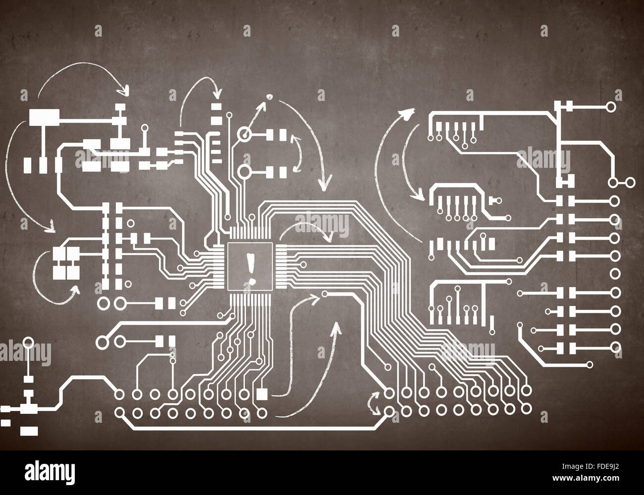 Chalk drawn image of circuit board. Engineering concept Stock Photo - Alamy