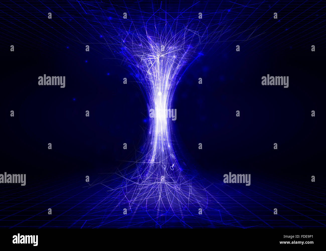 Blue digital funnel against dark background. Technology concept Stock ...
