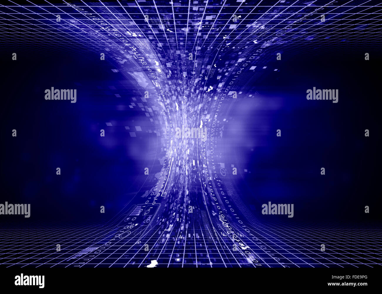 Blue digital funnel against dark background. Technology concept Stock ...