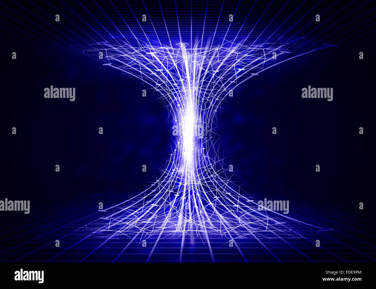 Blue digital funnel against dark background. Technology concept Stock ...