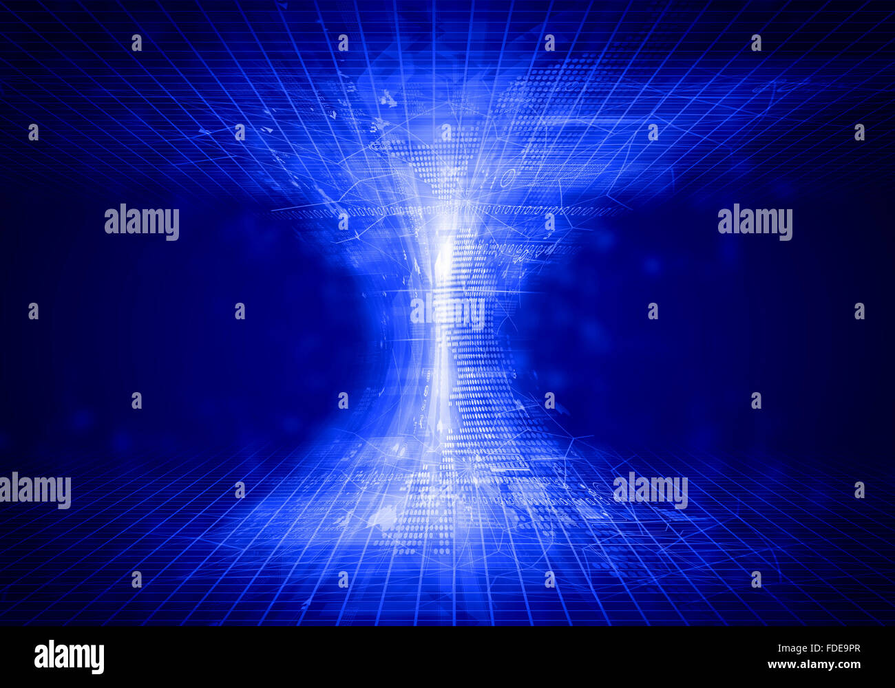 Blue digital funnel against dark background. Technology concept Stock ...