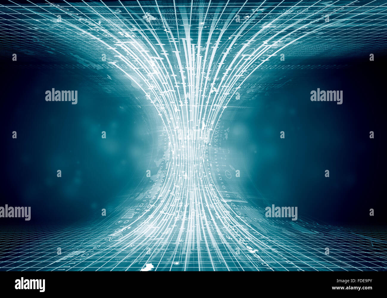 Blue digital funnel against dark background. Technology concept Stock ...