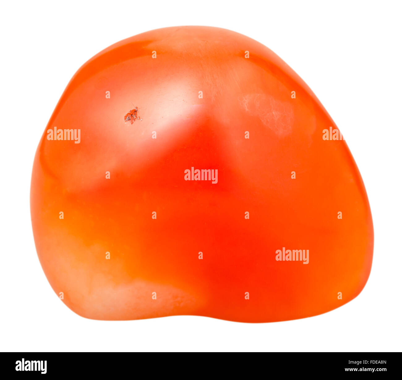carnelian (cornelian) natural mineral gem stone isolated on white ...