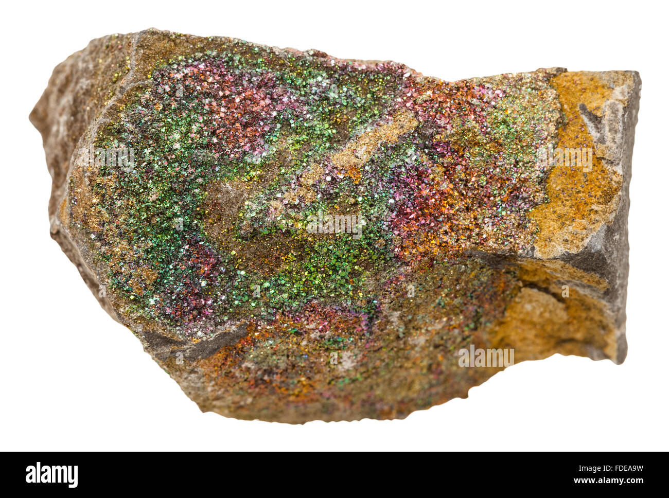 macro shooting of collection natural rock - rainbow pyrite mineral ...