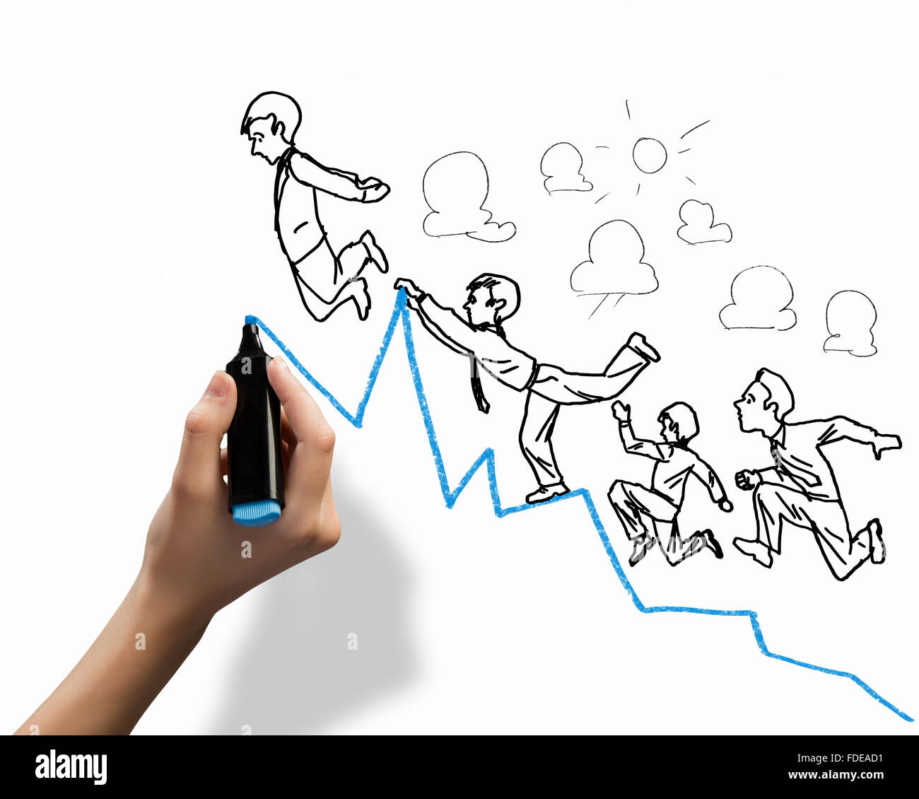 Hand drawing image of businessman. Business challenge Stock Photo - Alamy