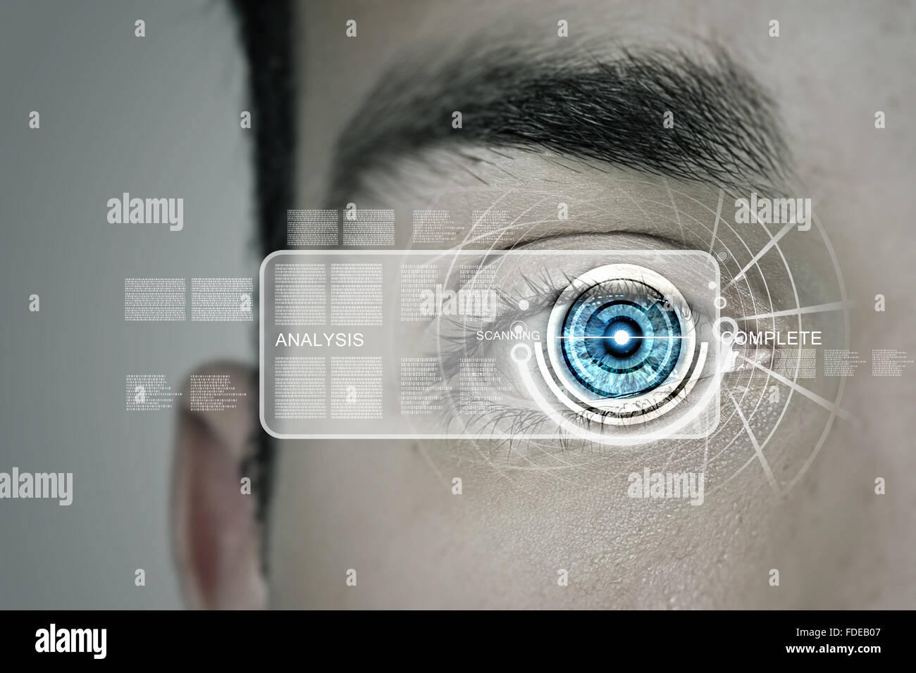 Close up of male eye scanned for recognition Stock Photo - Alamy
