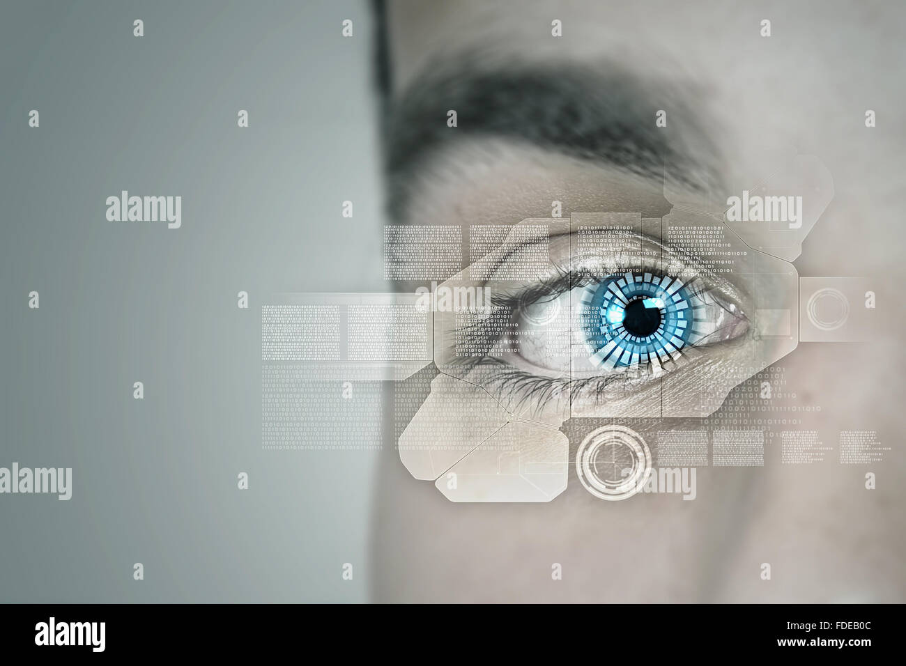 Close up of male eye scanned for recognition Stock Photo - Alamy