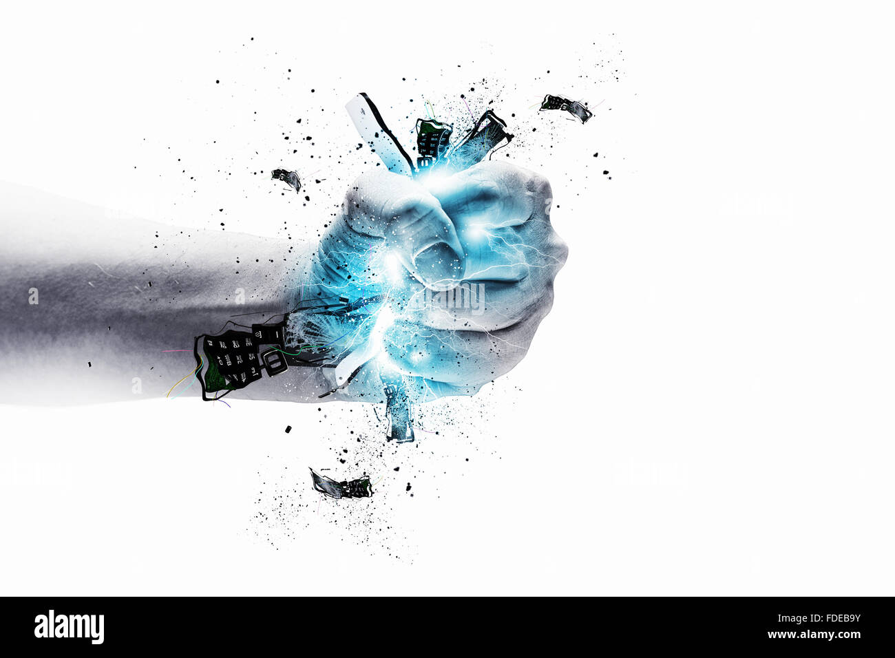 Close-up image of human hand clutching keyboard Stock Photo - Alamy