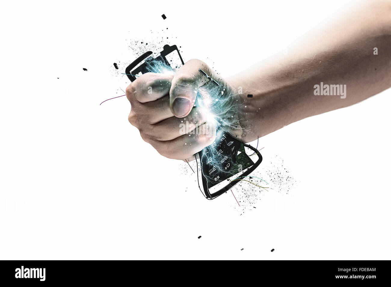 Close-up image of human hand clutching keyboard Stock Photo - Alamy