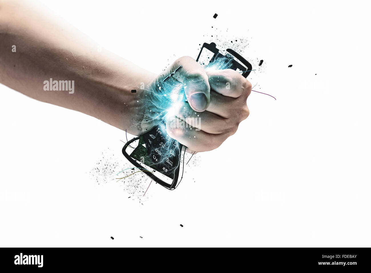 Close-up image of human hand clutching keyboard Stock Photo - Alamy