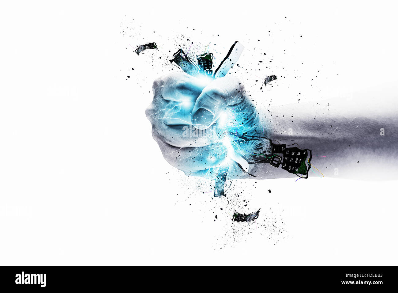 Close-up image of human hand clutching keyboard Stock Photo - Alamy