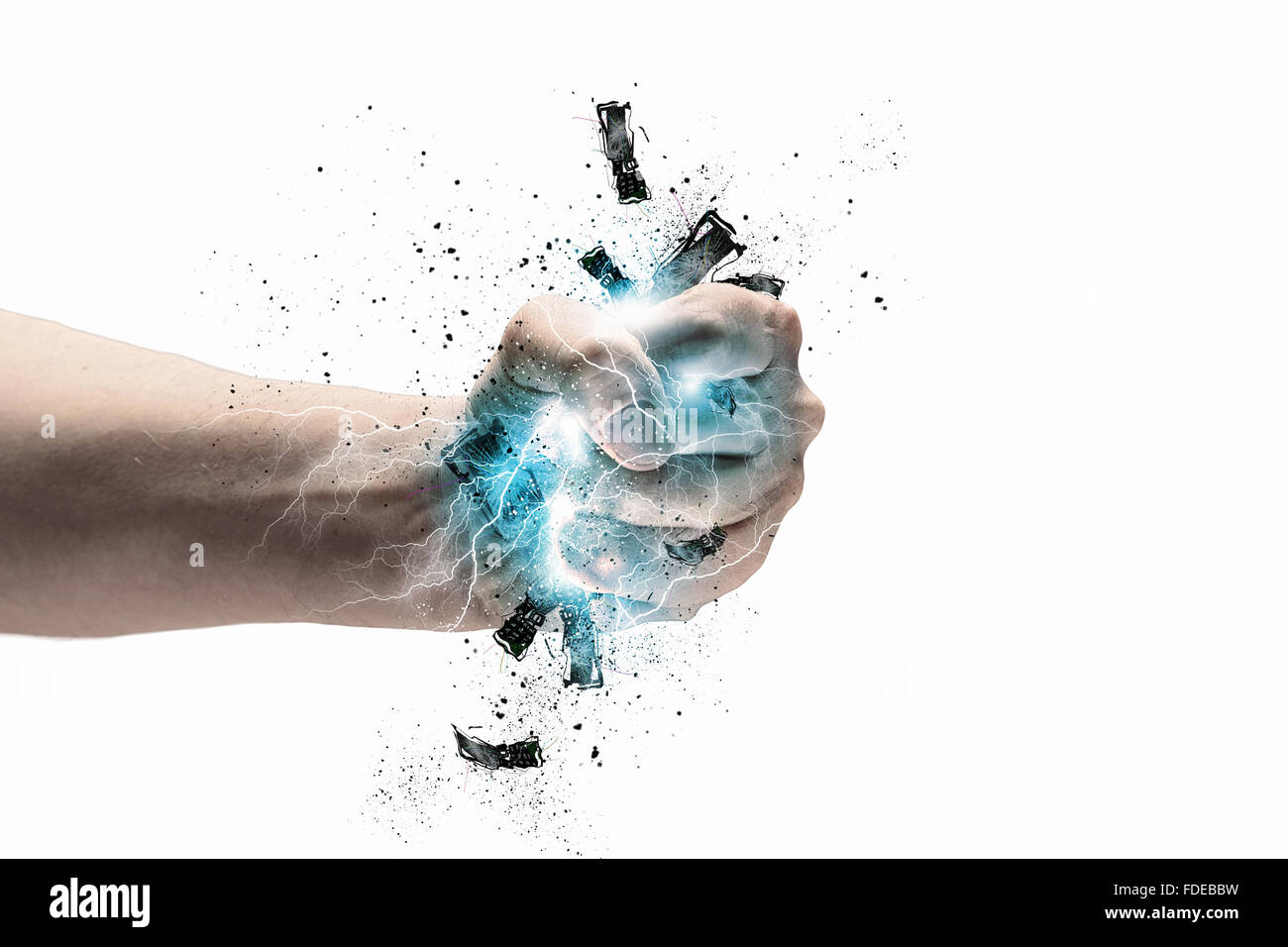 Close-up image of human hand clutching keyboard Stock Photo - Alamy