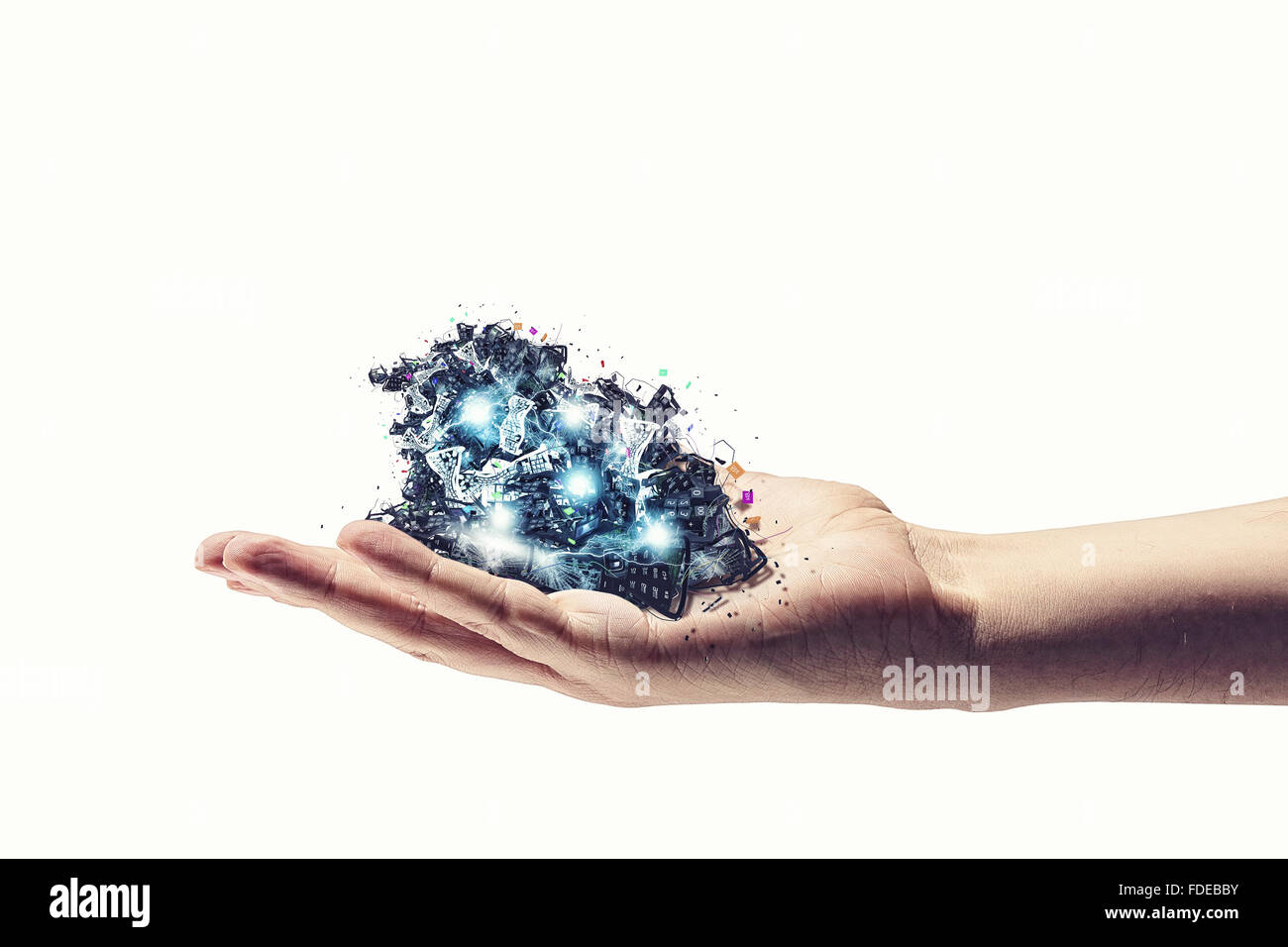 Pile of crushed keyboards in human hand Stock Photo - Alamy
