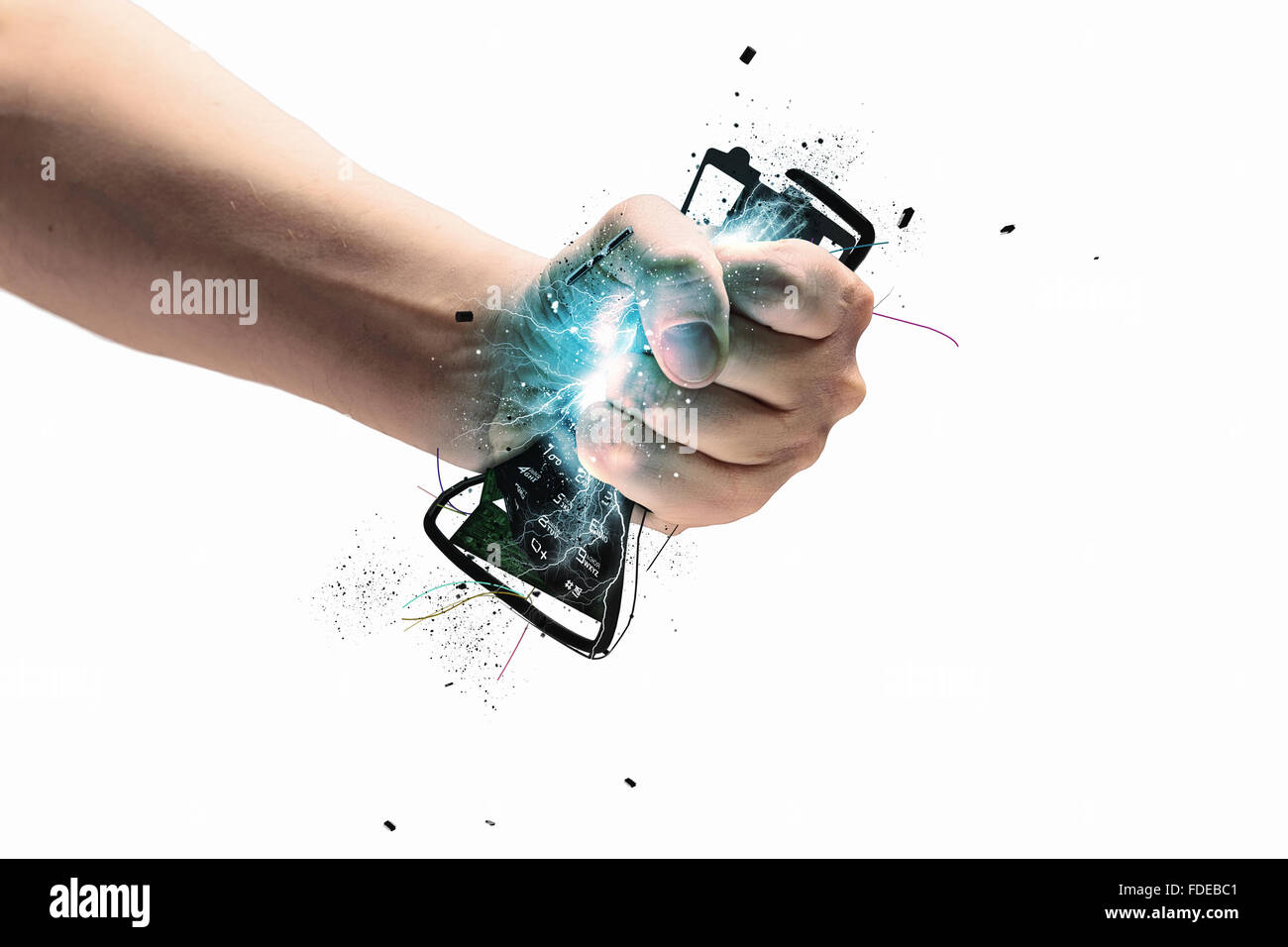 Close-up image of human hand clutching keyboard Stock Photo - Alamy