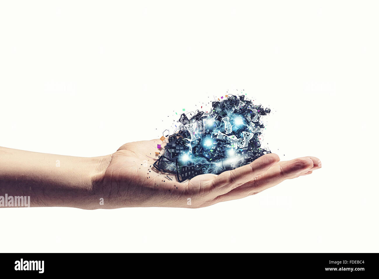 Pile of crushed keyboards in human hand Stock Photo - Alamy