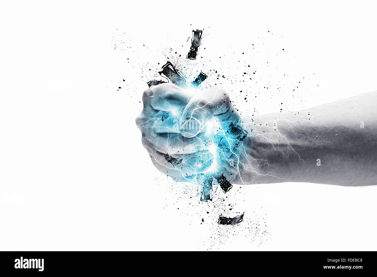 Close-up image of human hand clutching keyboard Stock Photo - Alamy