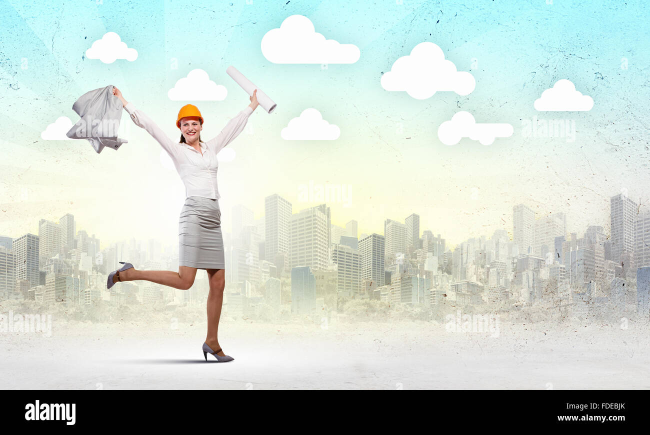 Attractive female engineer in white hi-res stock photography and images ...