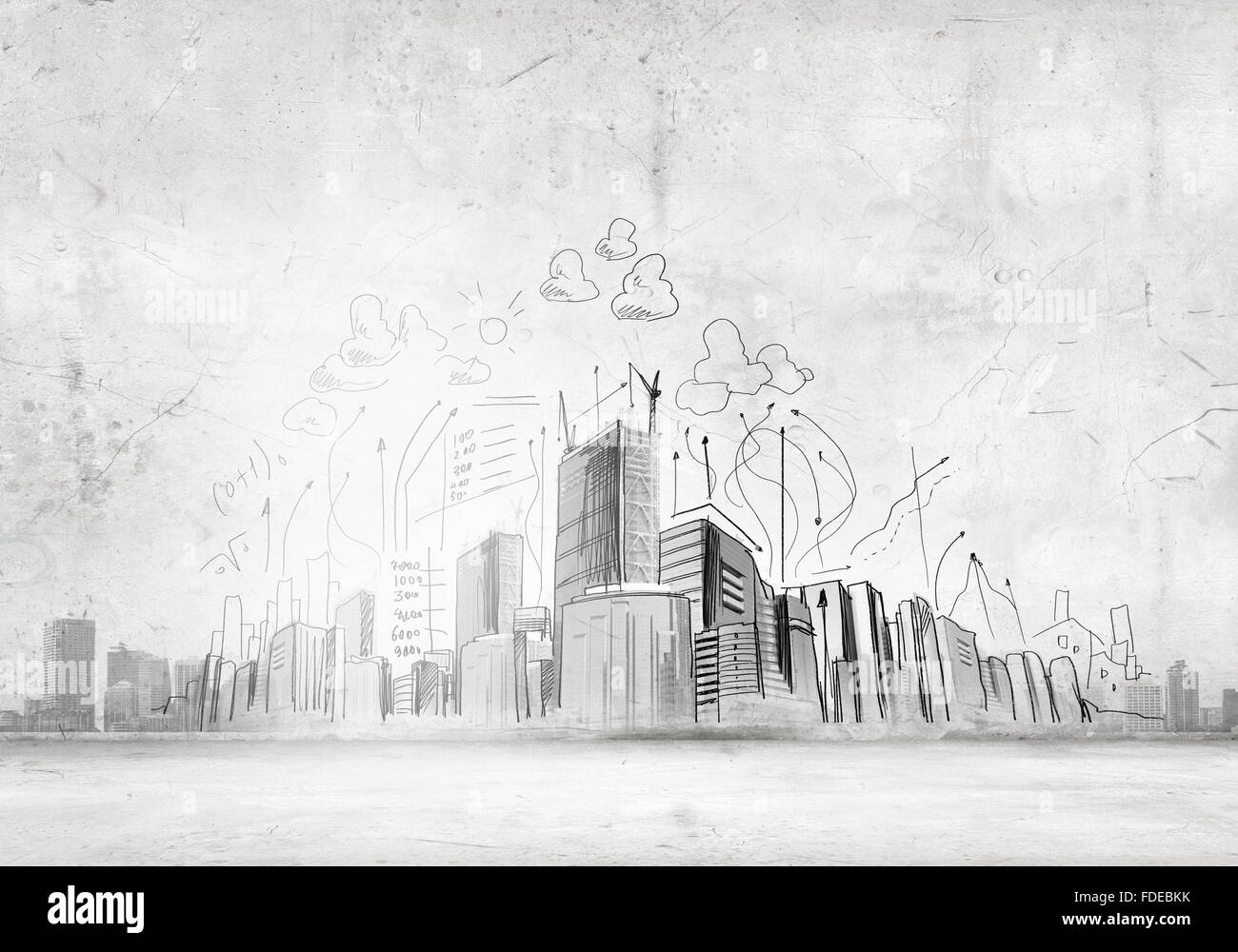 Background sketch image with buildings and urban scenes Stock Photo - Alamy