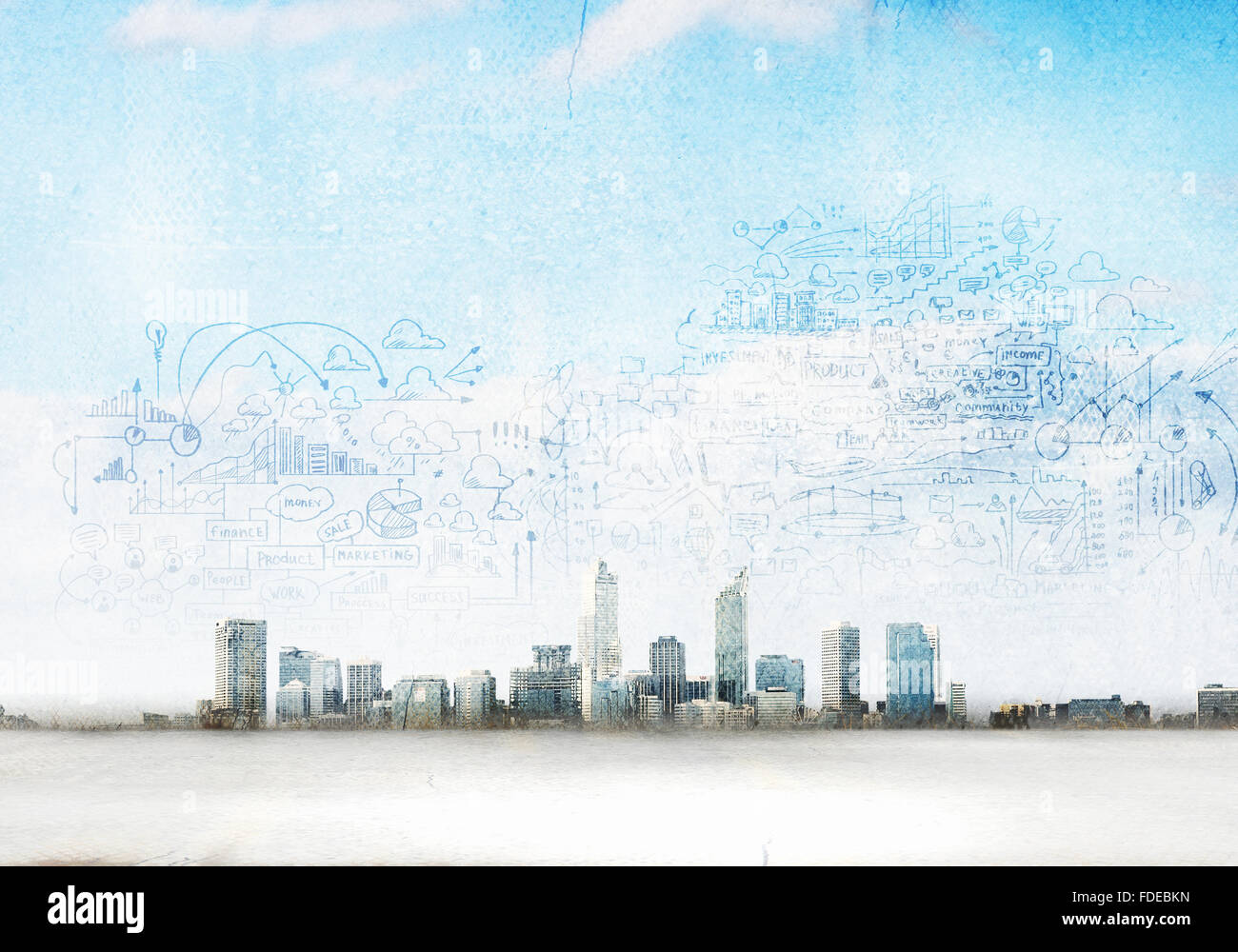 Background sketch image with buildings and urban scenes Stock Photo - Alamy