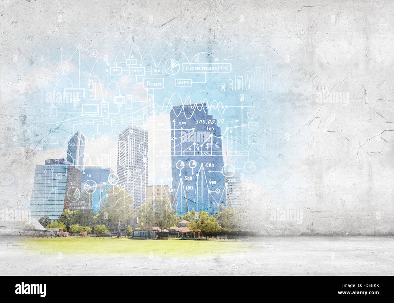 Background sketch image with buildings and urban scenes Stock Photo - Alamy