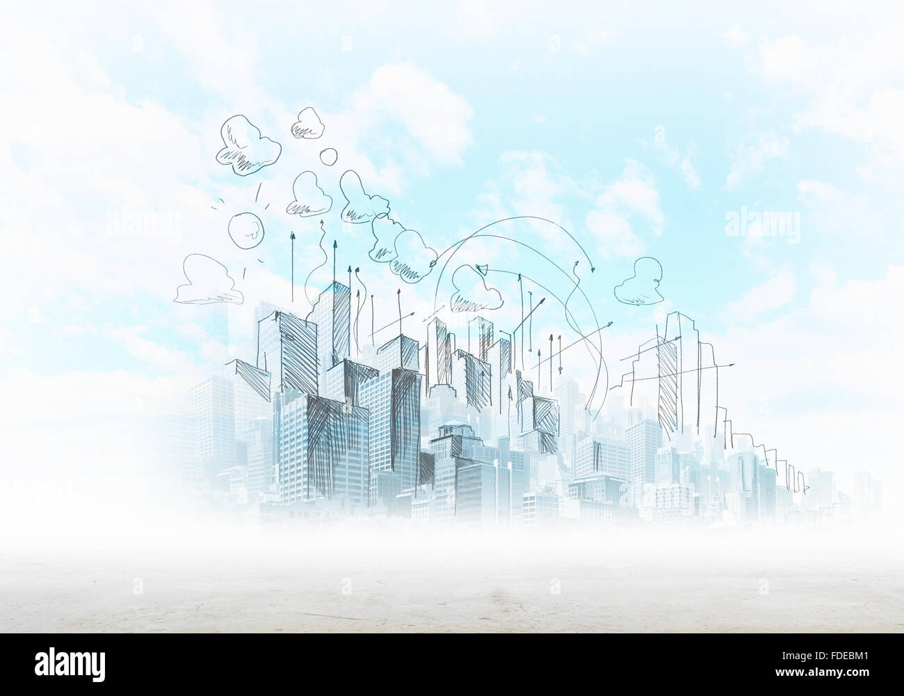 Background sketch image with buildings and urban scenes Stock Photo - Alamy