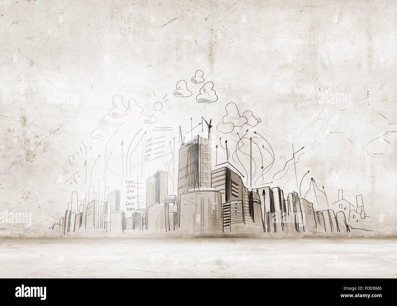 Background sketch image with buildings and urban scenes Stock Photo - Alamy