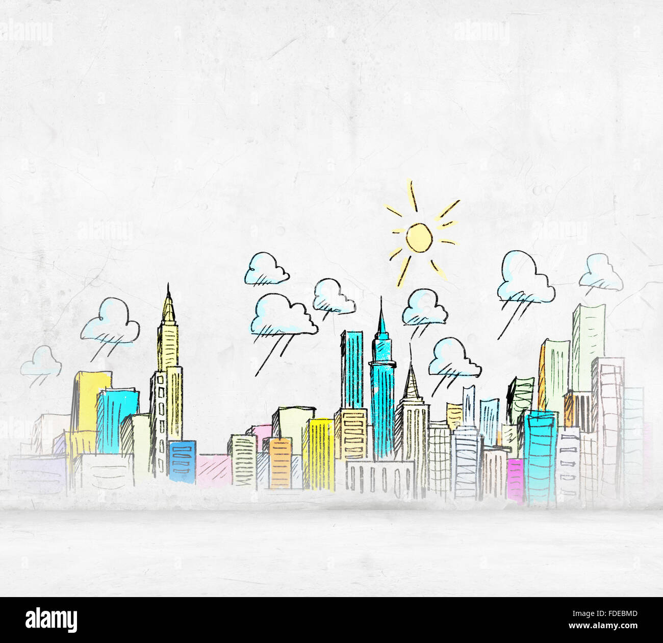 Background sketch image with buildings and urban scenes Stock Photo - Alamy