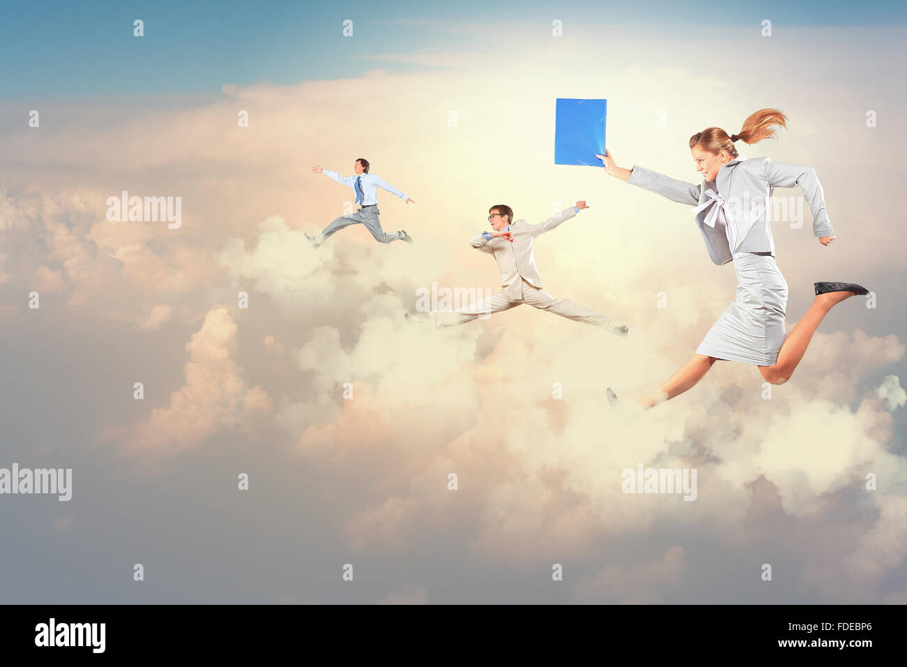 Team excited businesspeople jumping hi-res stock photography and images ...