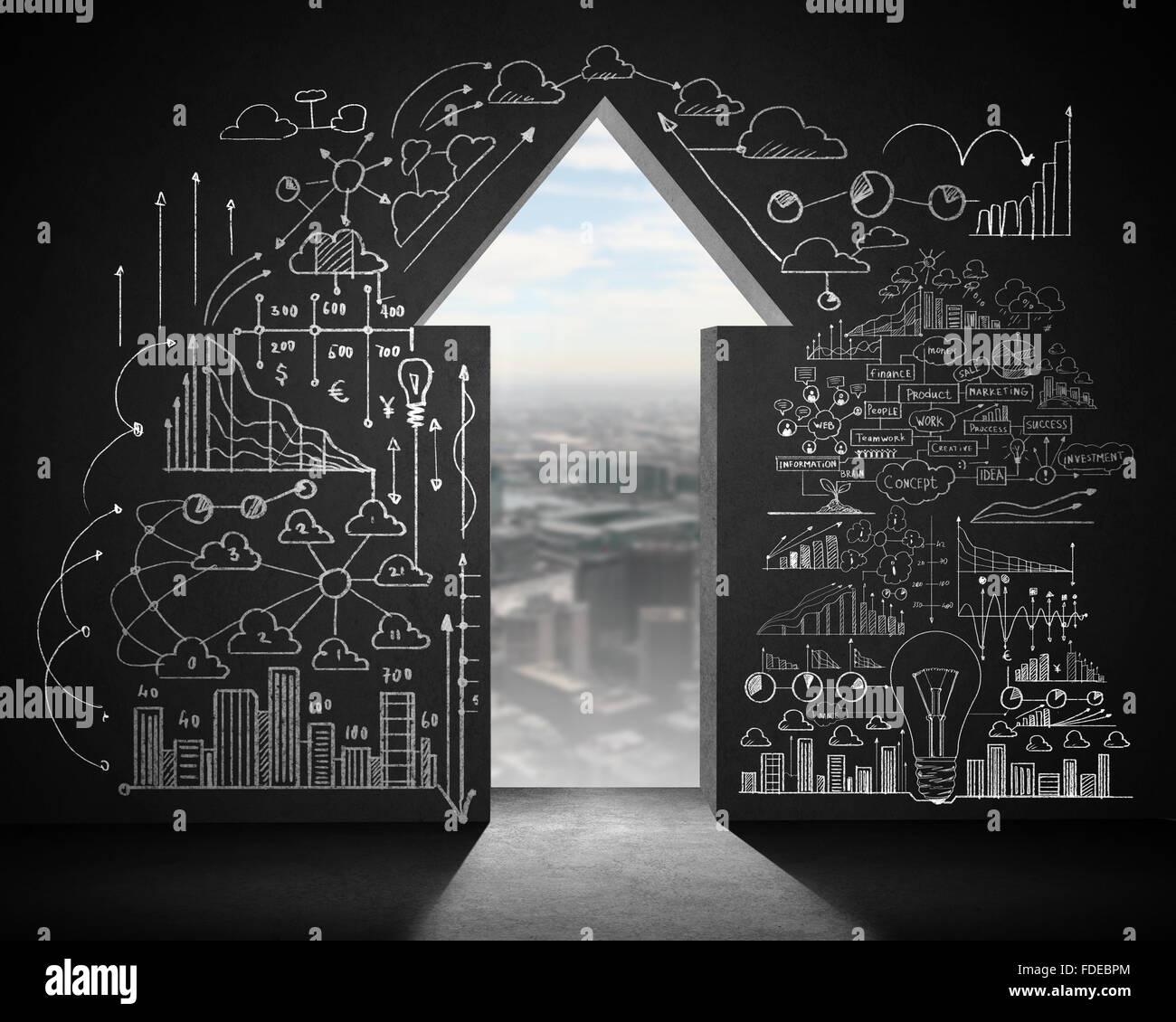 Business plan sketch on black wall. Idea concept Stock Photo - Alamy