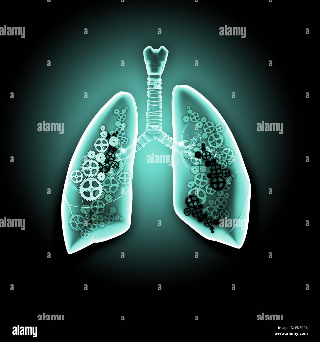 Illustration of human lungs with cog wheel mechanisms Stock Photo - Alamy