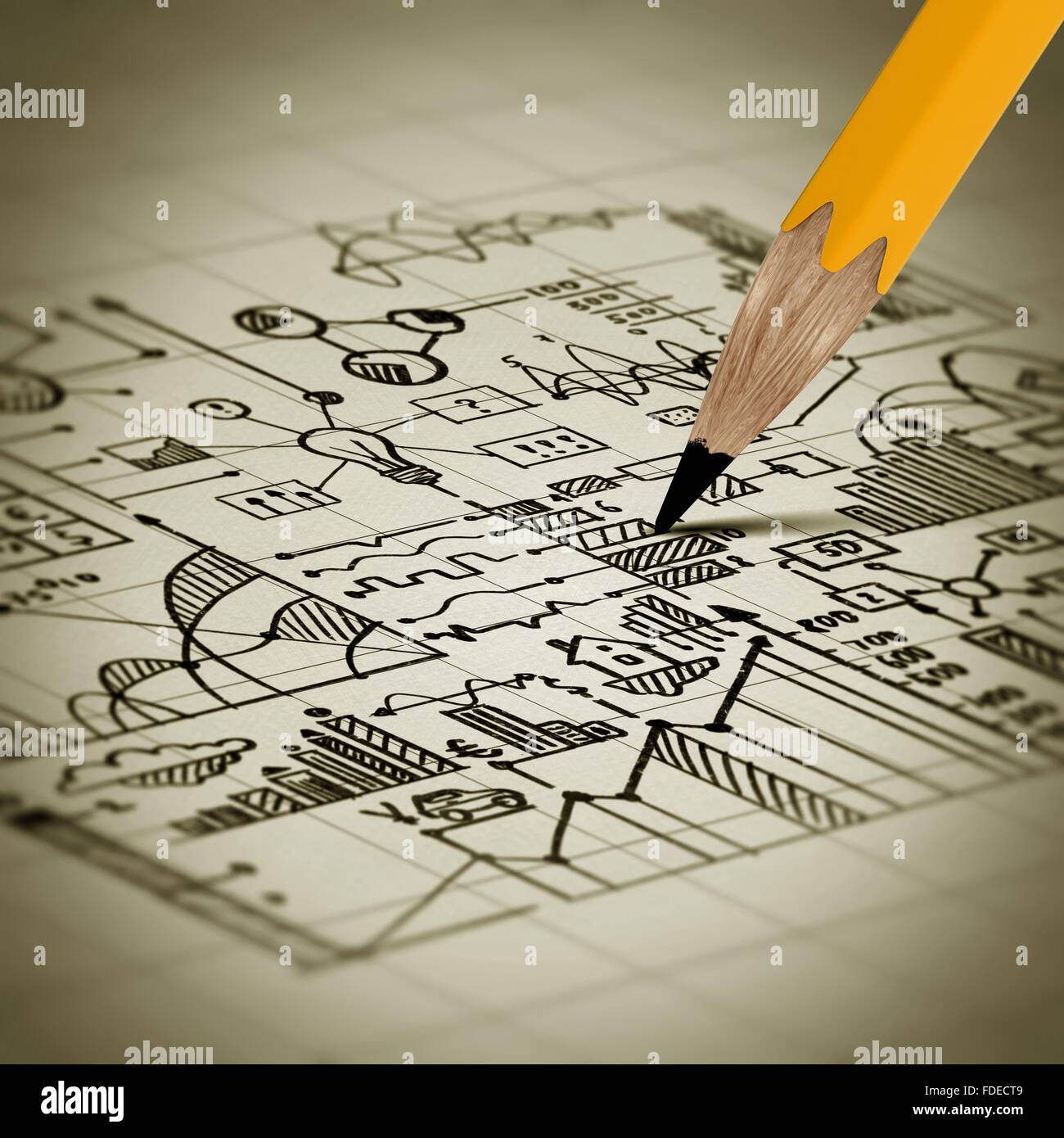 Business project drawn with pencil in close up Stock Photo - Alamy
