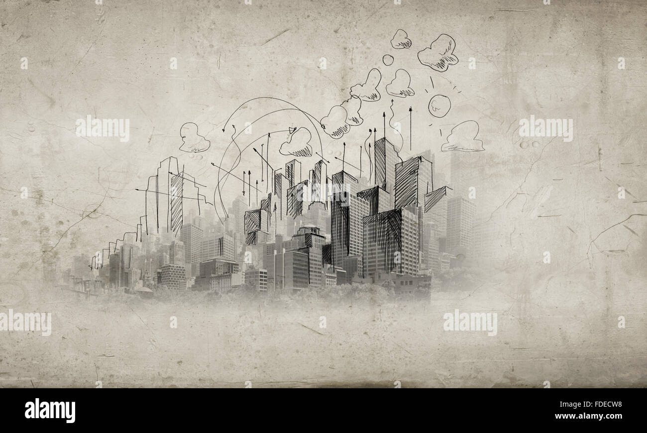 Drawing image of building project. Construction concept Stock Photo - Alamy