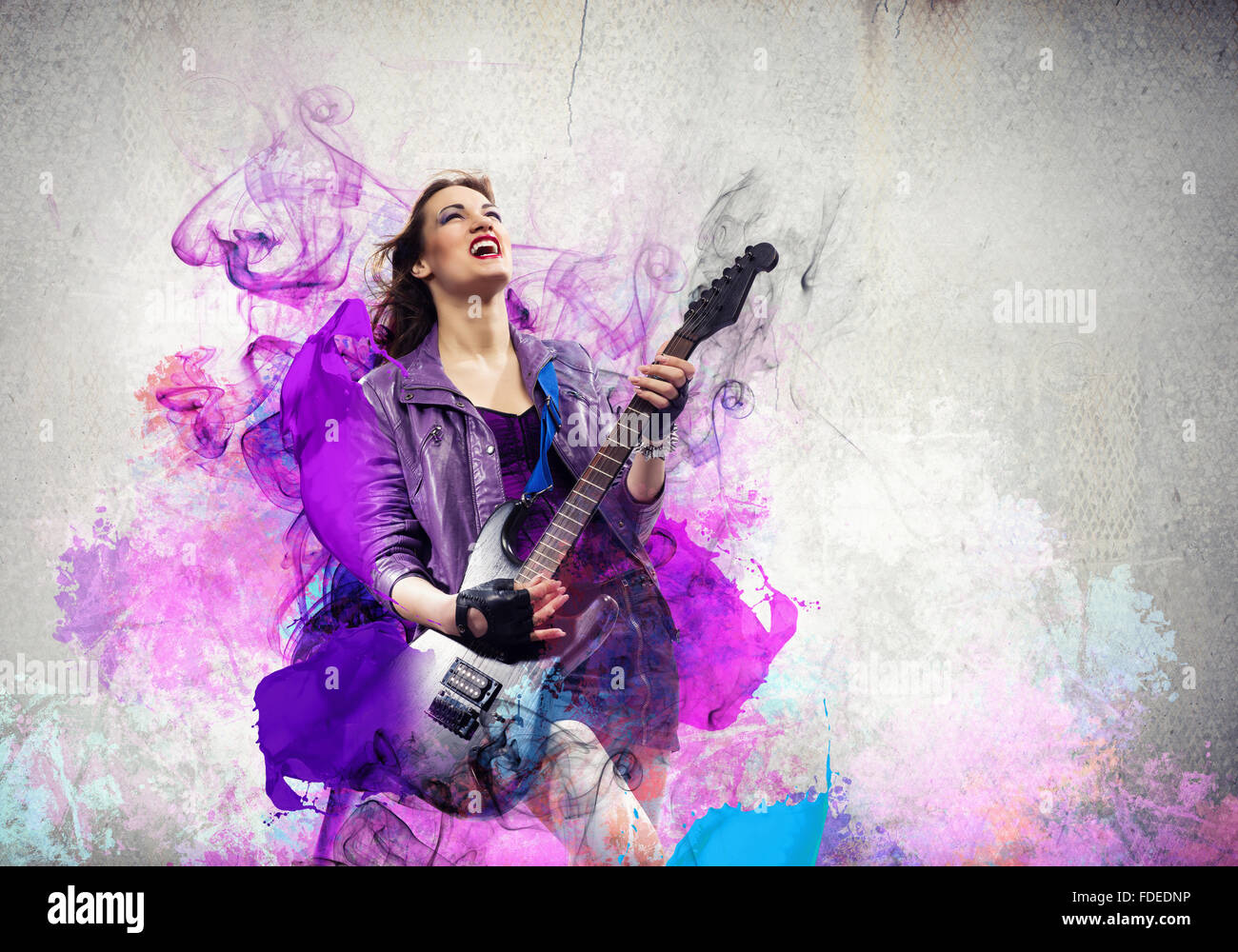 Asian female cooking with magic against color background Stock Photo ...