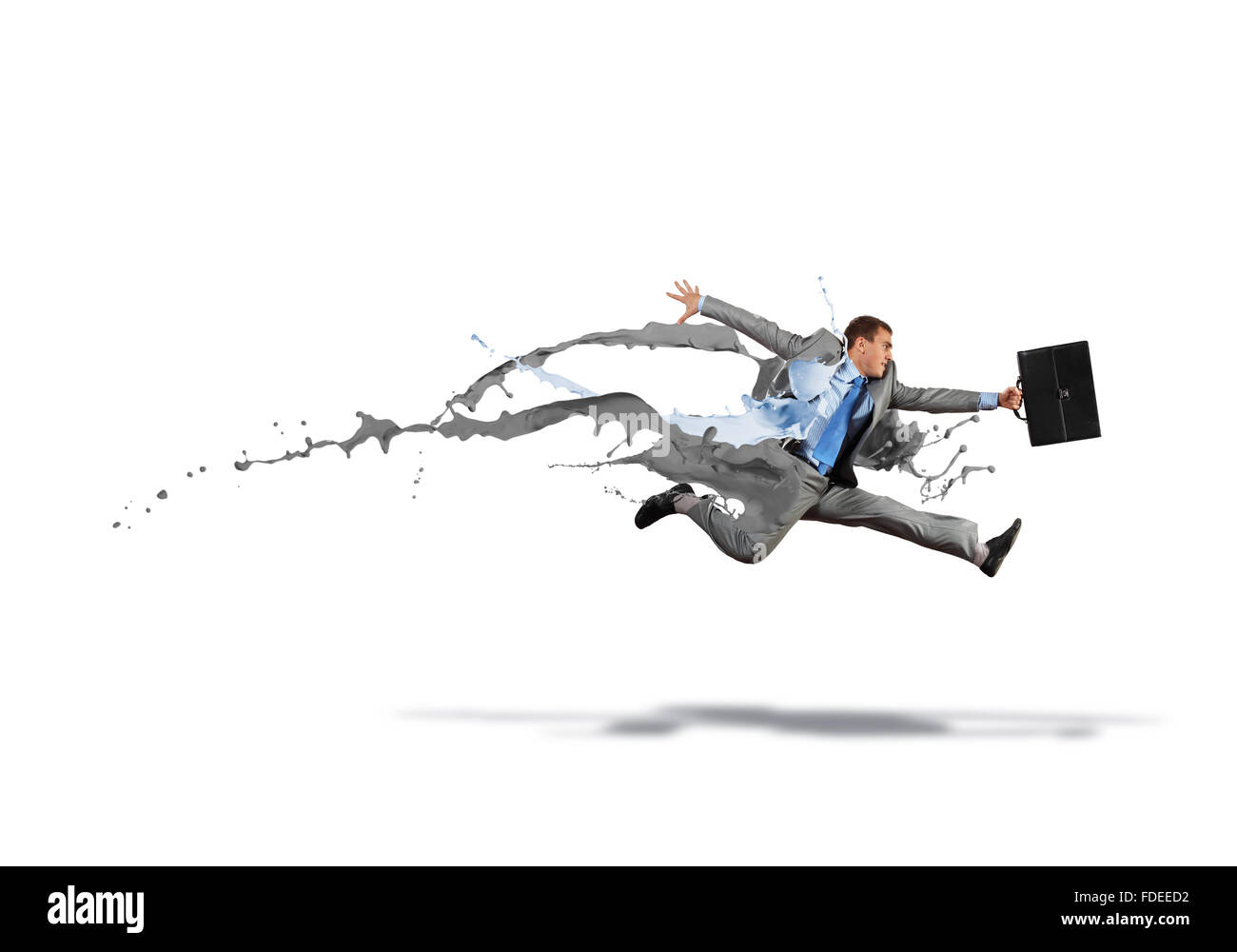 Funny young office worker running in a hurry Stock Photo - Alamy