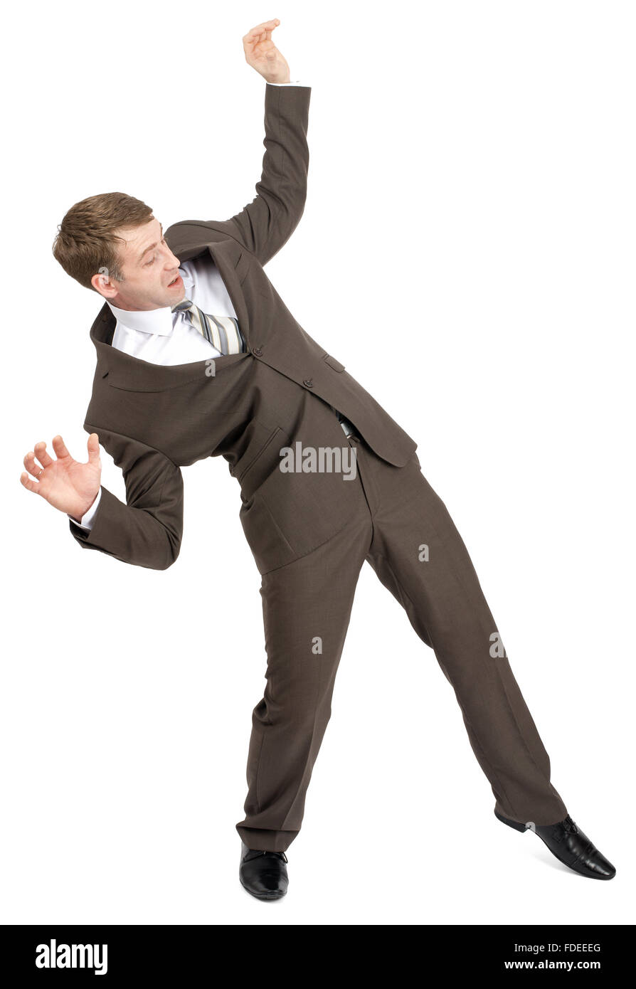 Scared businessman in falling position Stock Photo - Alamy