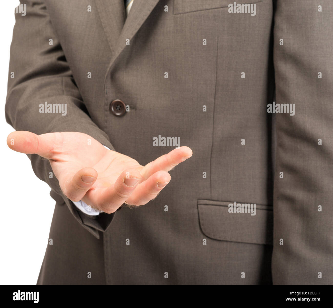 Businessman with spread hand Stock Photo - Alamy