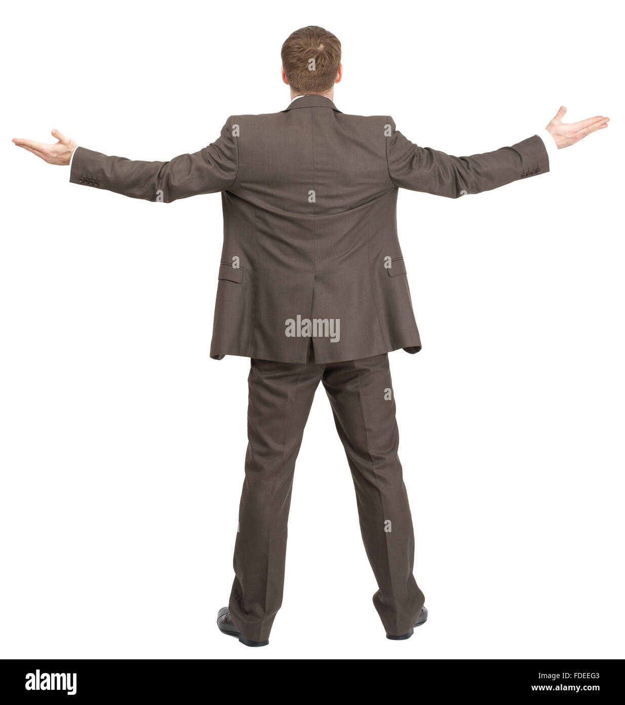 Businessman with spread arms Stock Photo - Alamy