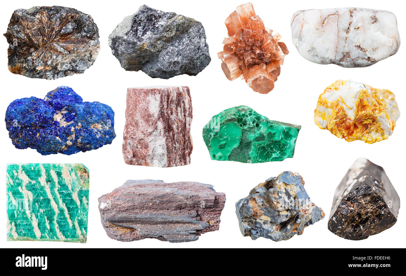 various mineral rocks and stones - lamprophyllite, galena, Aragonite ...