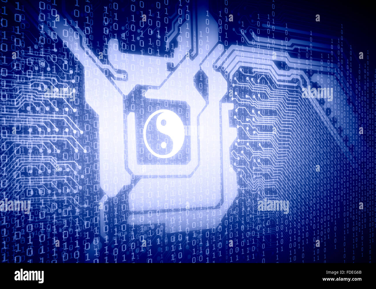 Background image of micro circuit with binary code Stock Photo - Alamy