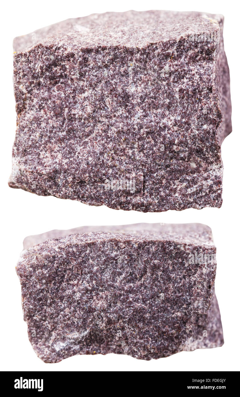 macro shooting of collection natural rock - two red alunite mineral ...