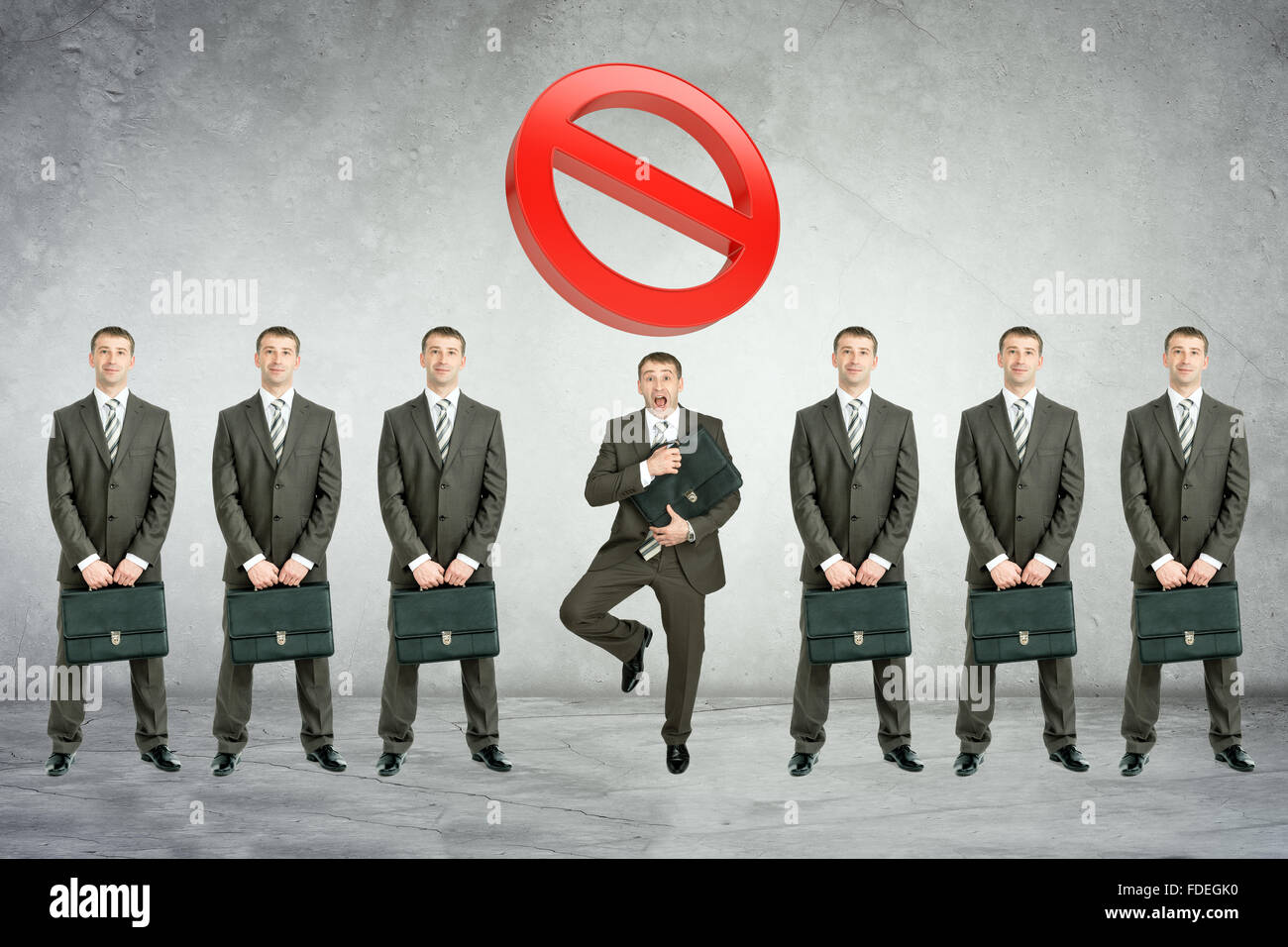Set of businessmen with big crossed zero Stock Photo - Alamy