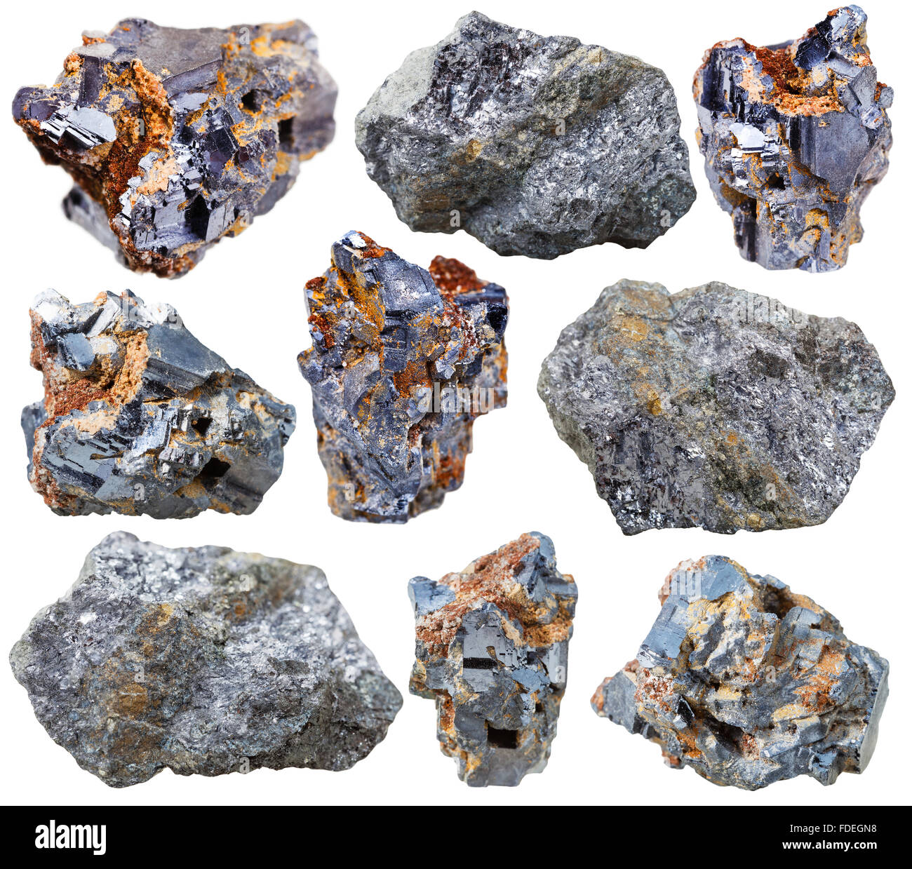 macro shooting of collection natural rock - various galena mineral gem ...