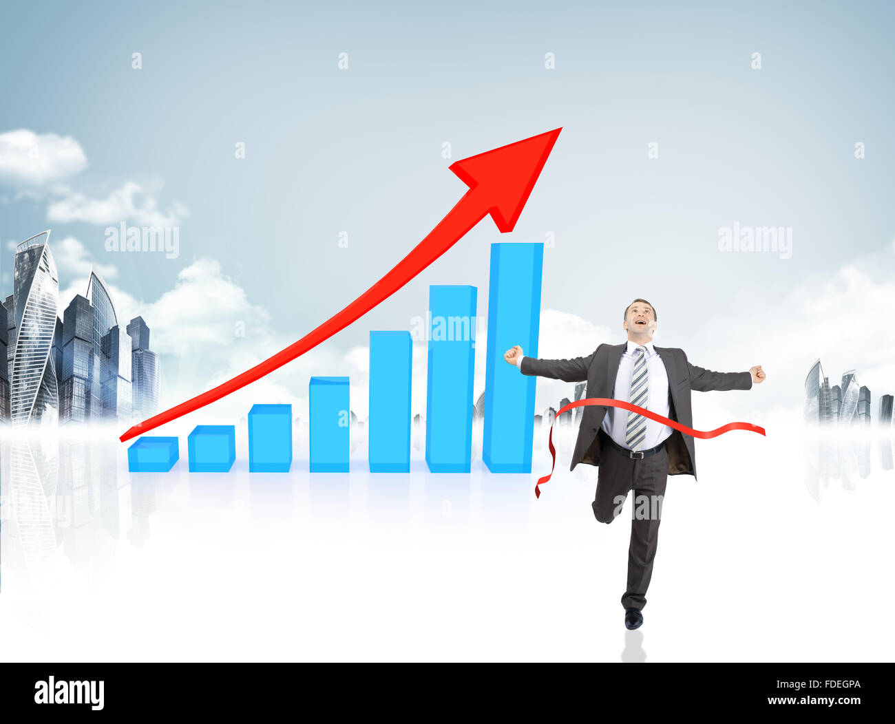 Happy businessman running forward Stock Photo - Alamy