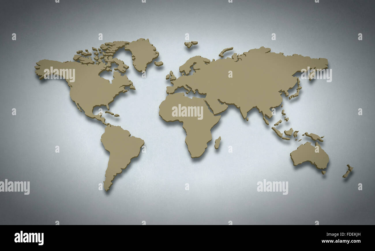 Conceptual image with world map on concrete wall Stock Photo - Alamy