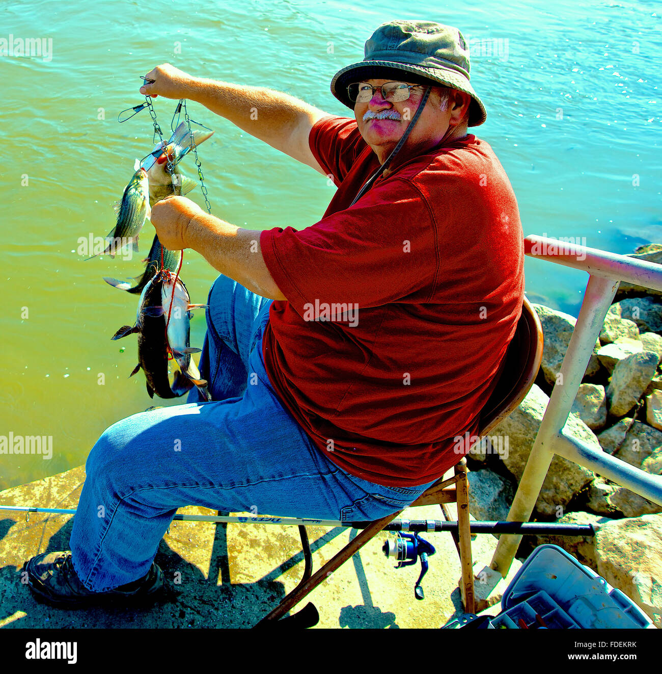 Burlington, Kansas, USA, 25th September, 2014 Lyndon a local fisherman ...