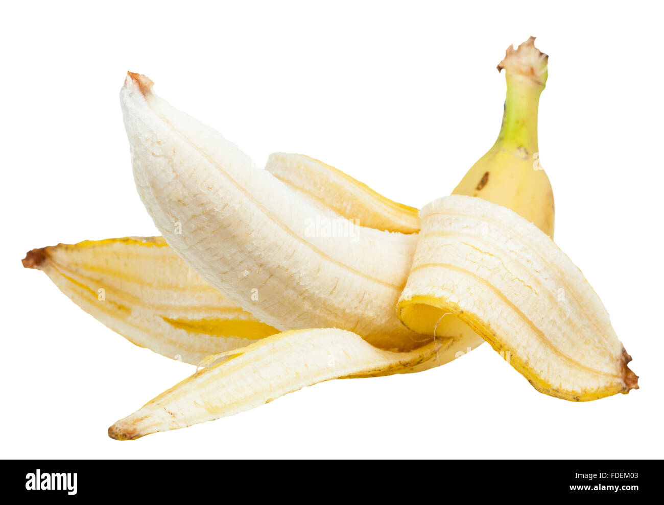 pilled ripe banana isolated on white background Stock Photo - Alamy